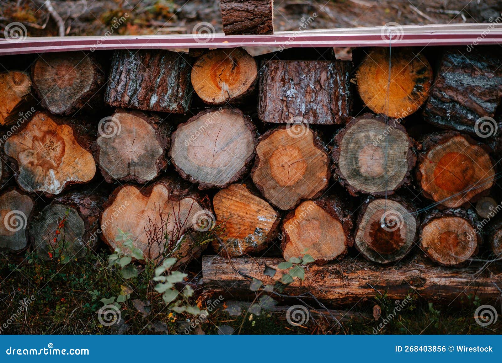 Closeup of a Bunch of Timbered Tree Logs Stock Photo - Image of nature ...