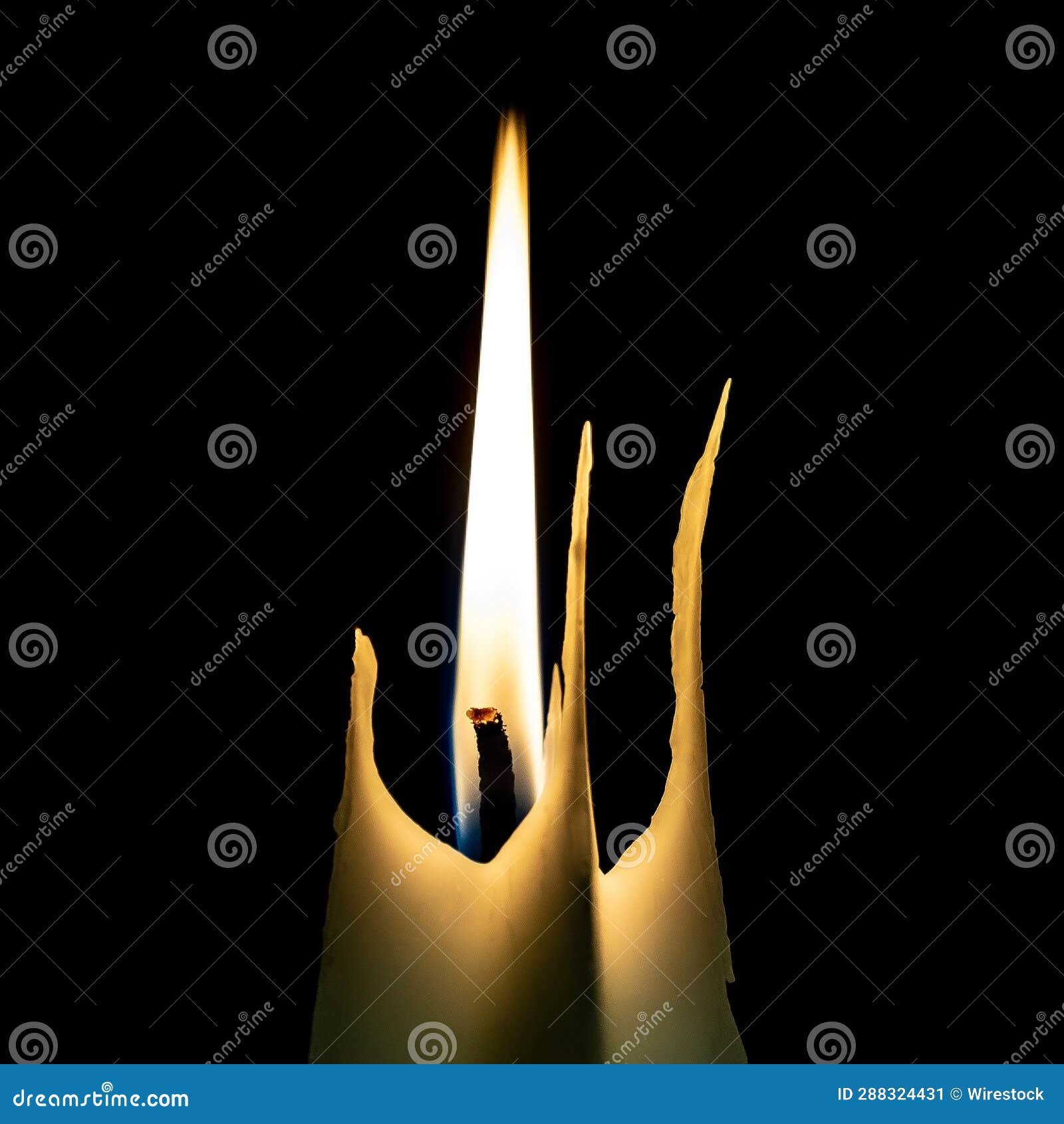 Closeup of a Burning Candle Illuminating a Dark Room Stock Image ...