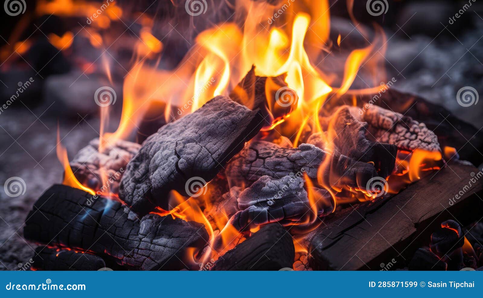 Closeup of Burning Coals from a Fire, Barbeque Fire Grilling Campfire ...