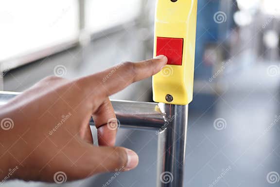 Closeup of Bus Bell Switch for Stop Inside the Public Bus Stock Image ...
