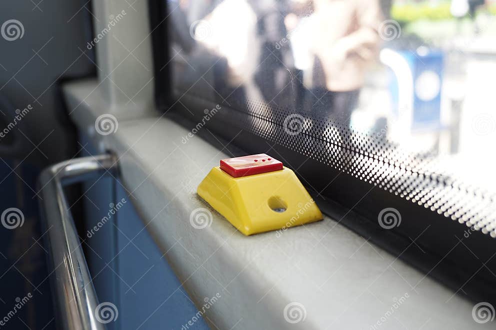 Closeup of Bus Bell Switch for Stop Inside the Public Bus Stock Image ...