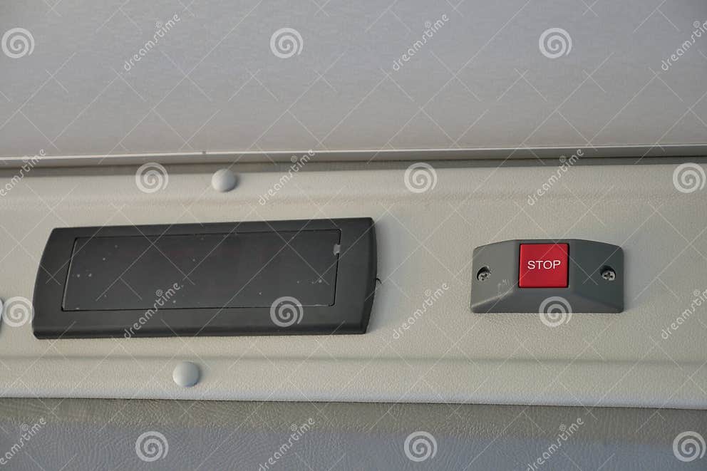 Closeup of Bus Bell Switch for Stop Inside the Public Bus Stock Photo ...
