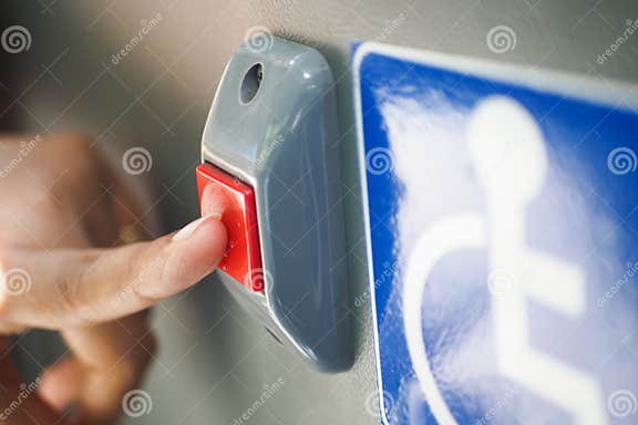 Closeup of Bus Bell Switch for Stop Inside the Public Bus Stock Image ...