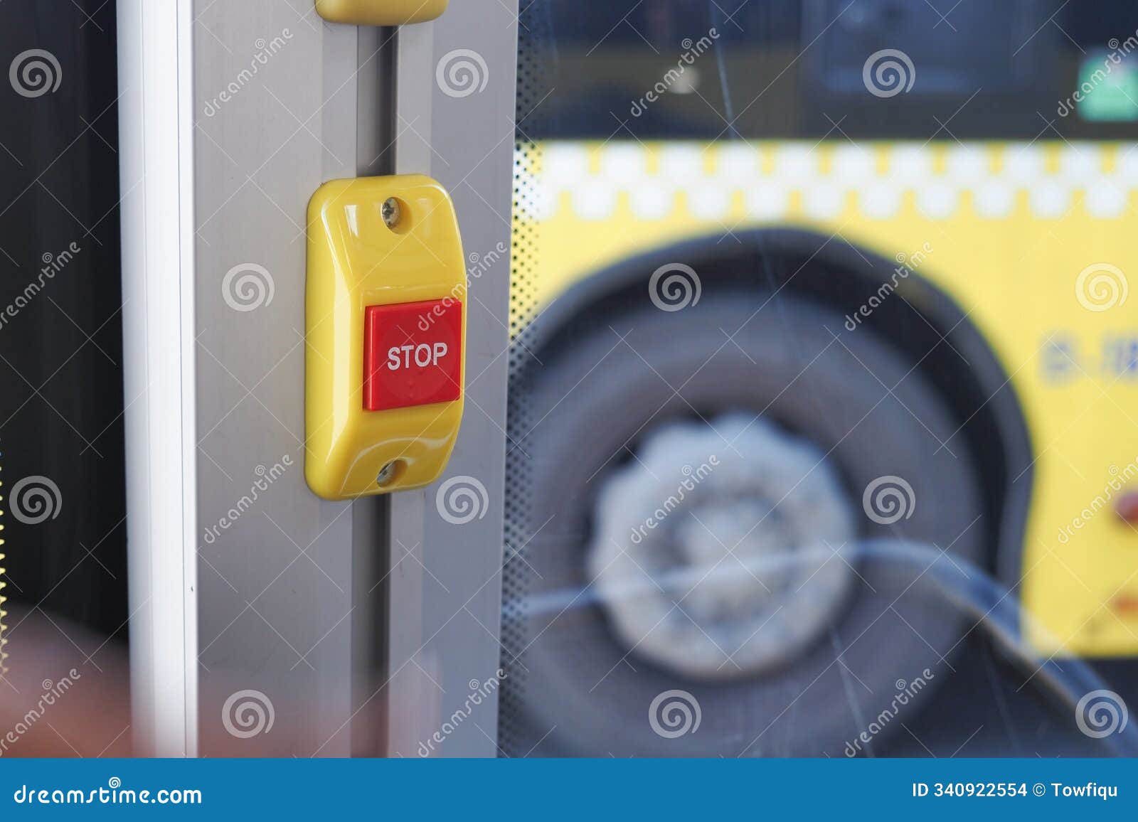 Closeup of Bus Bell Switch for Stop Inside the Public Bus Stock Photo ...