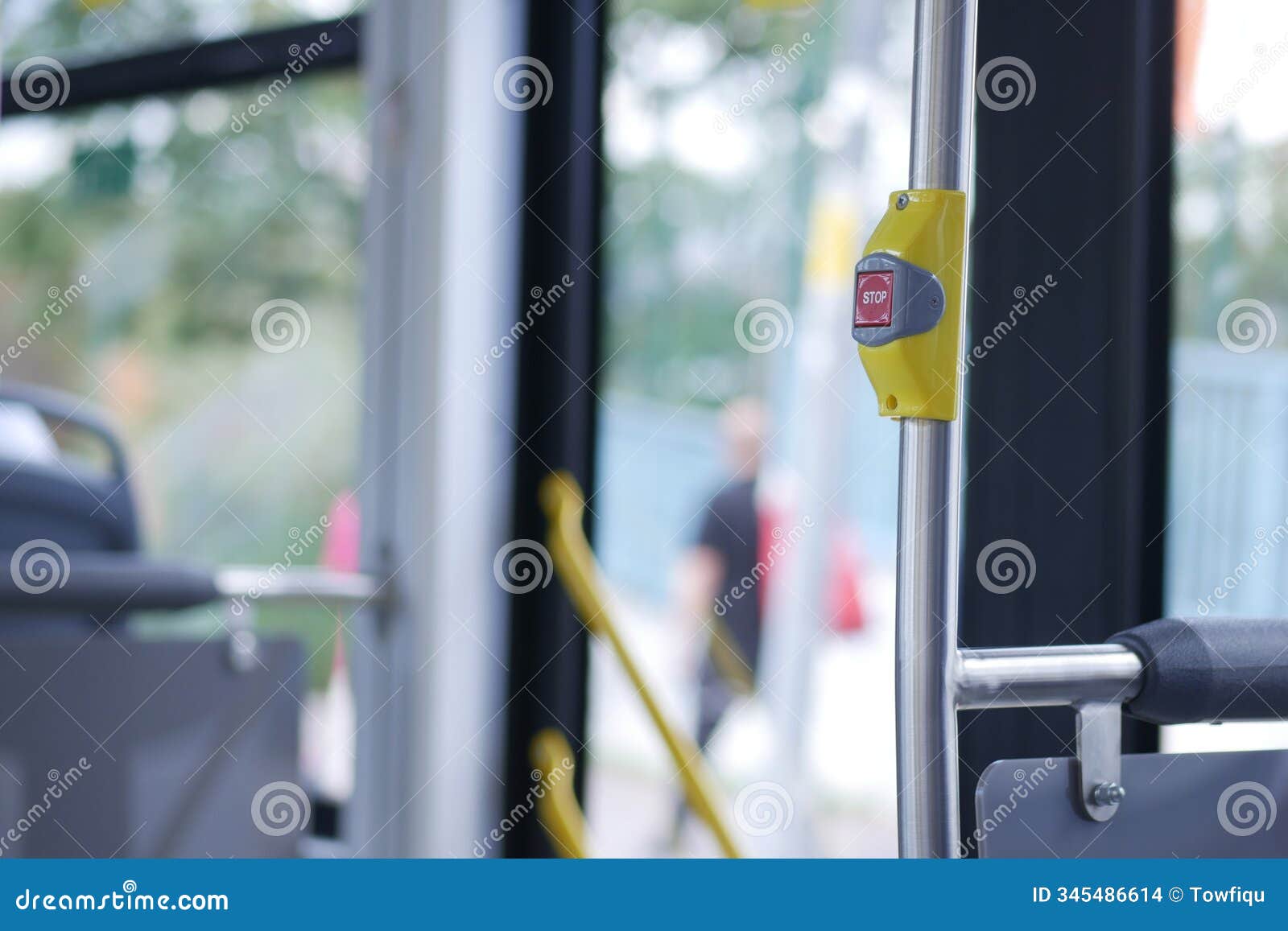 Closeup of Bus Bell Switch for Stop Inside the Public Bus Stock Photo ...