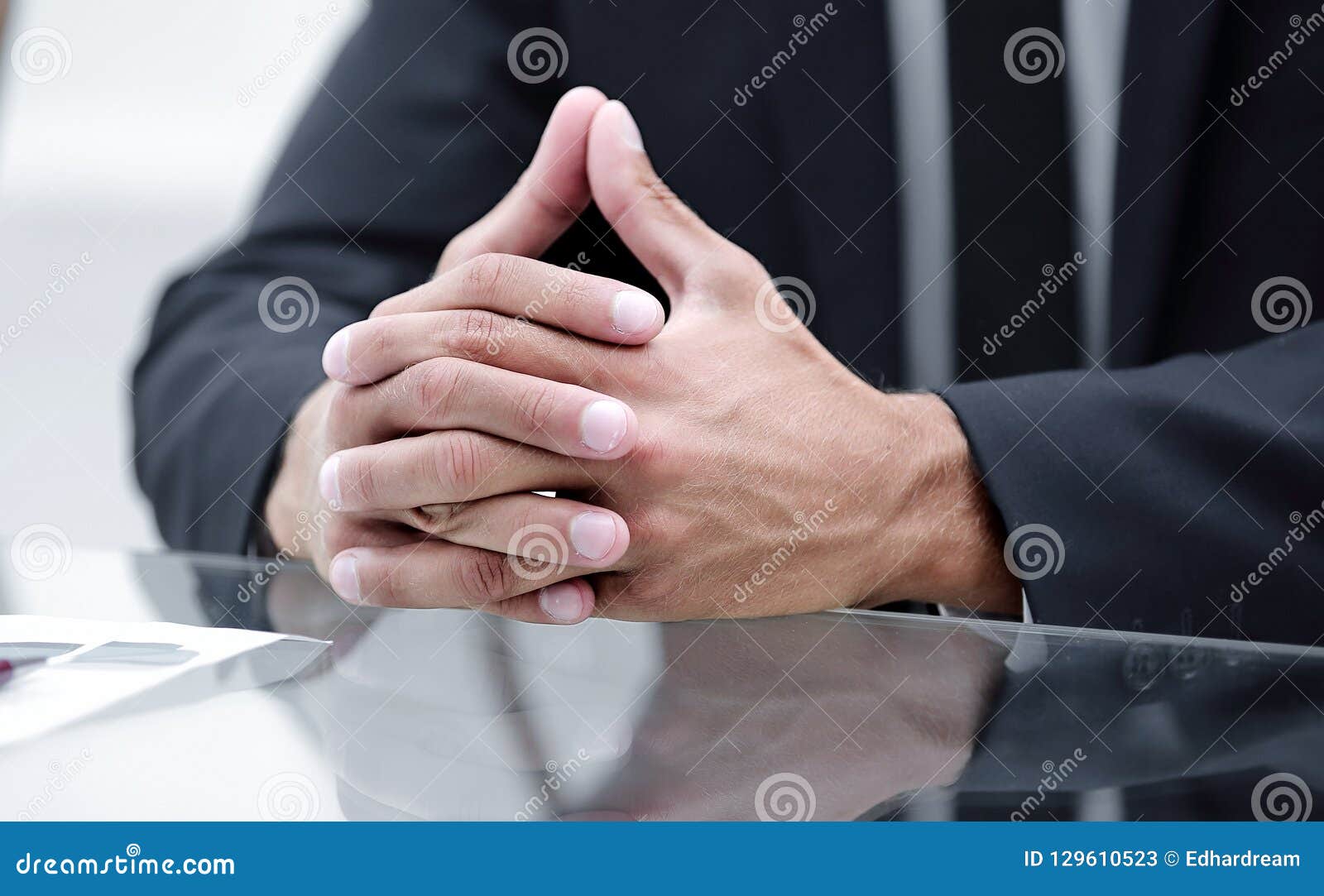 Closeup.business Man Sitting Behind a Desk Stock Image - Image of ...