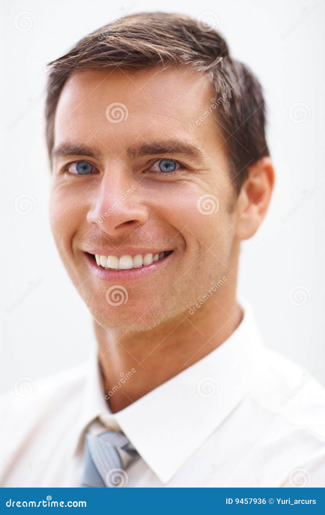 Closeup of a Business Man Smiling Over White Stock Photo - Image of ...