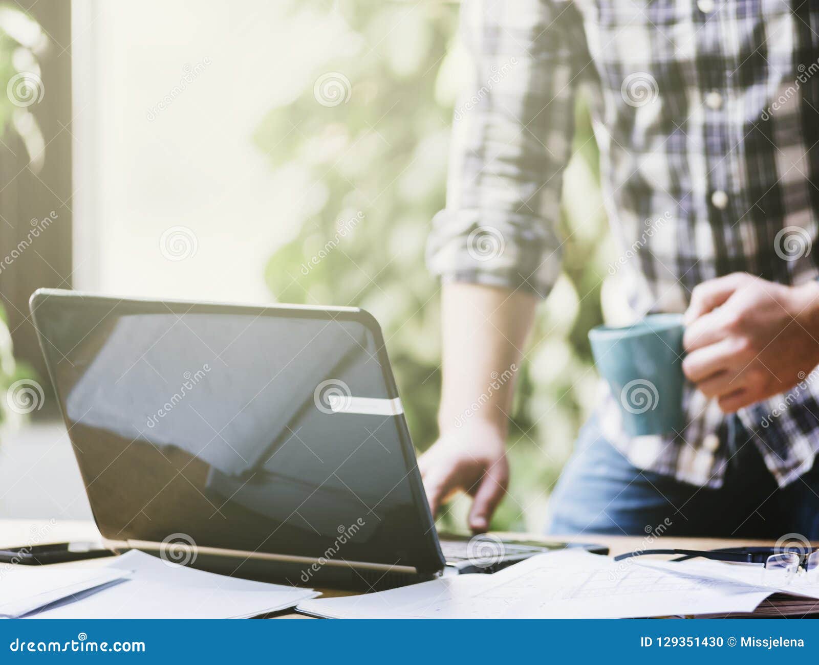 Closeup of Business Man Work on Computer Stock Photo - Image of laptop ...