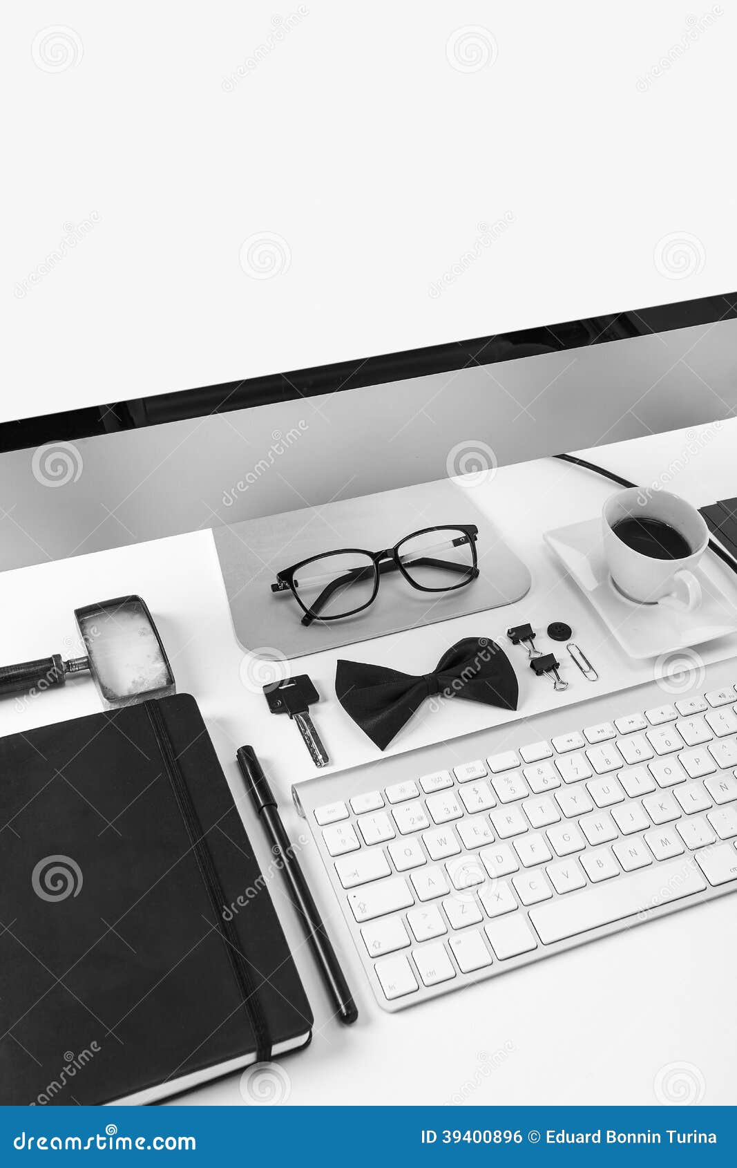 Closeup of Business Objects in Order on White Desk. Stock Photo - Image ...