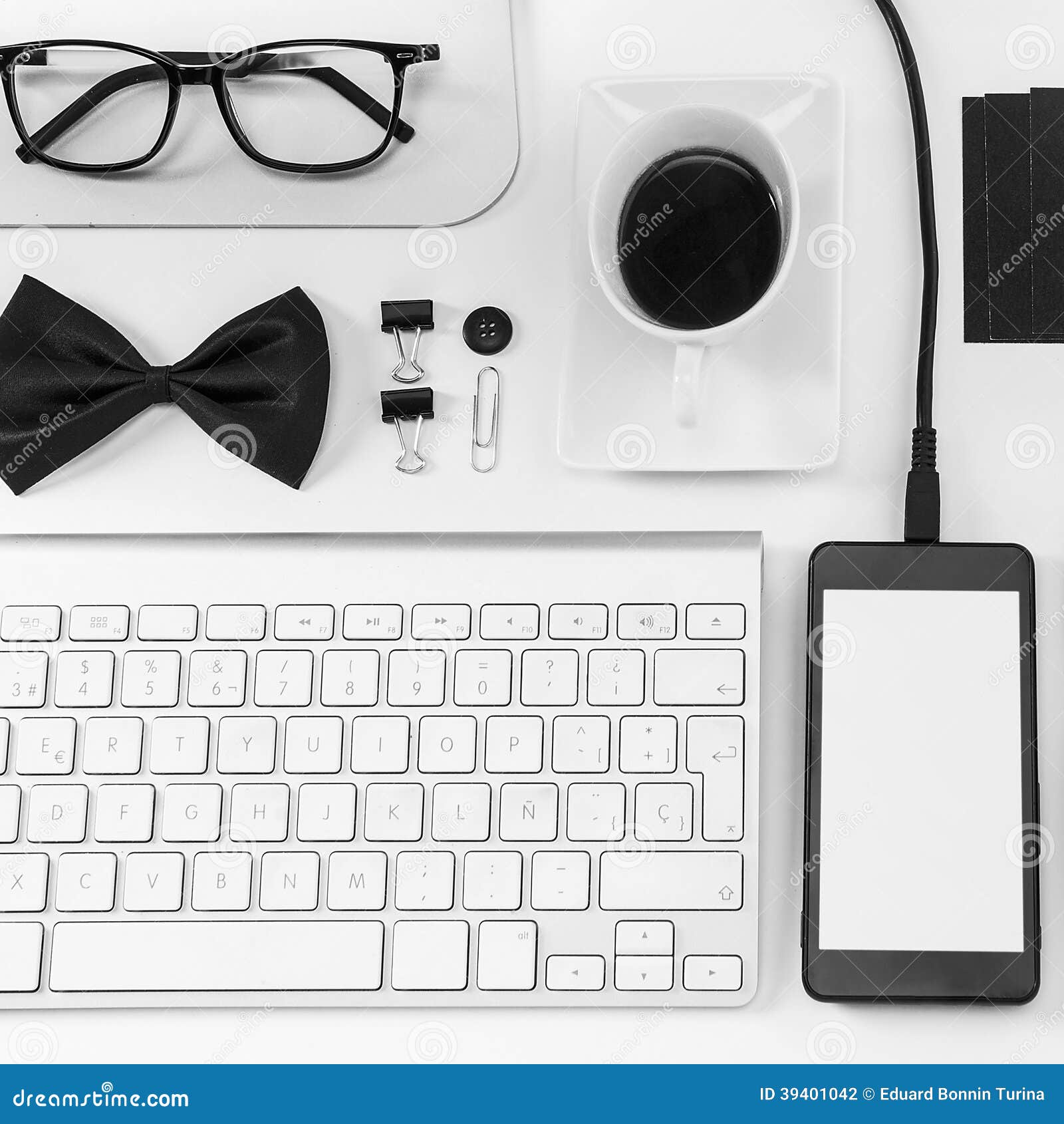 Closeup of Business Objects in Order on White Desk. Stock Photo - Image ...