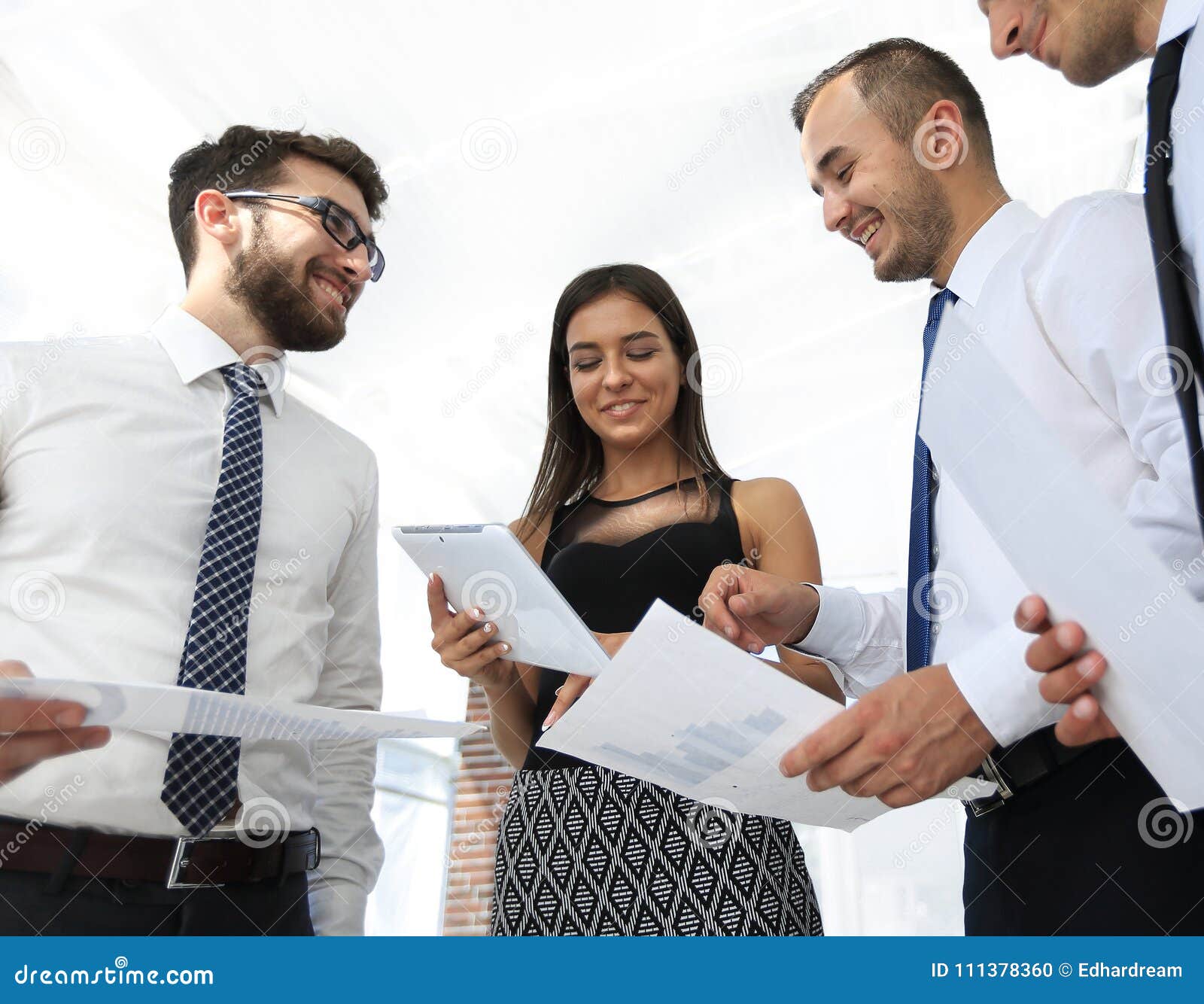 Closeup of Business Team Discussing Work Documents Stock Photo - Image ...