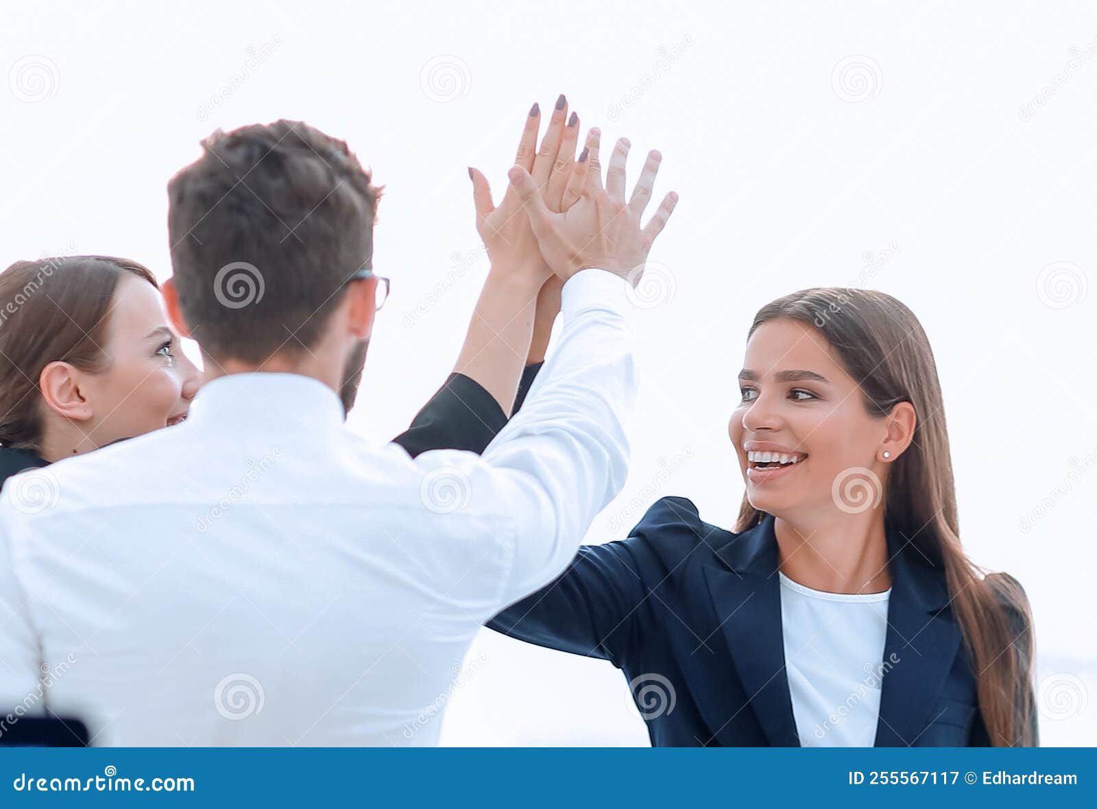 Closeup.business Team, Giving Each Other a High Five Stock Image ...