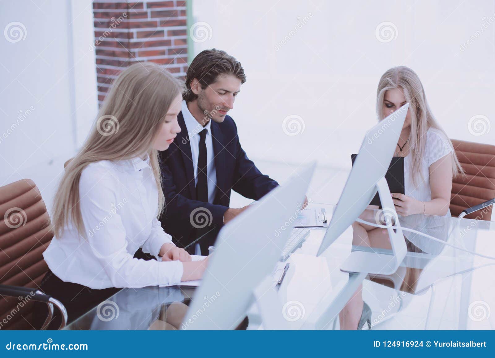 Closeup.business Team Working with Documents in a Modern Office Stock ...
