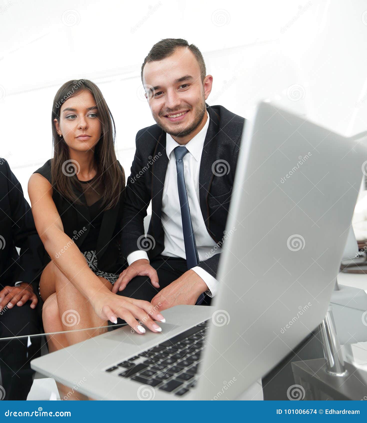 Closeup.business Team Working on Laptop Stock Photo - Image of office ...