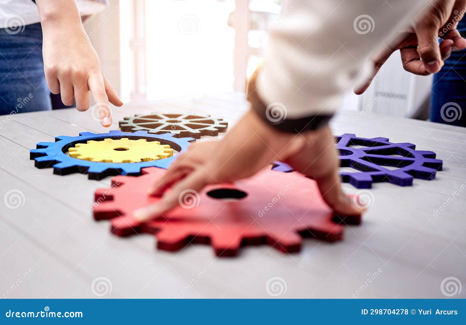 Closeup, Business and Teamwork with Gears, Planning and Collaboration ...