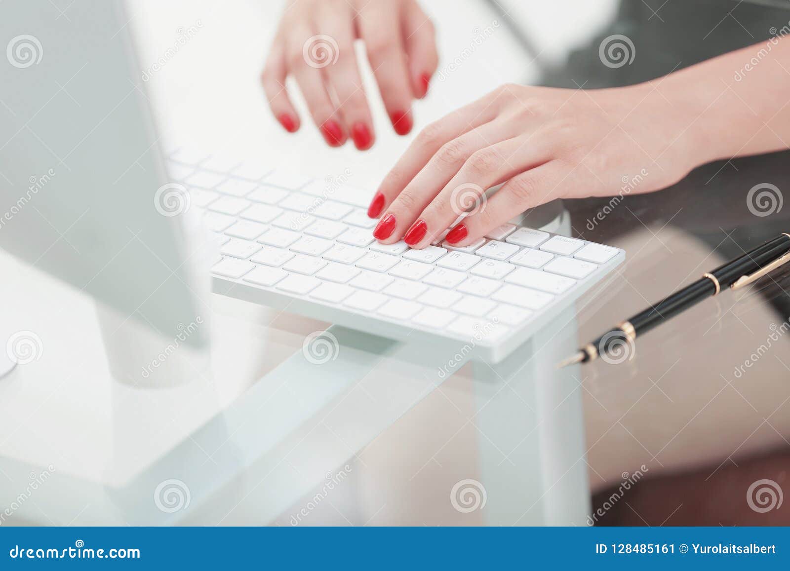 Closeup.business Woman Typing on Computer Keyboard. People and ...
