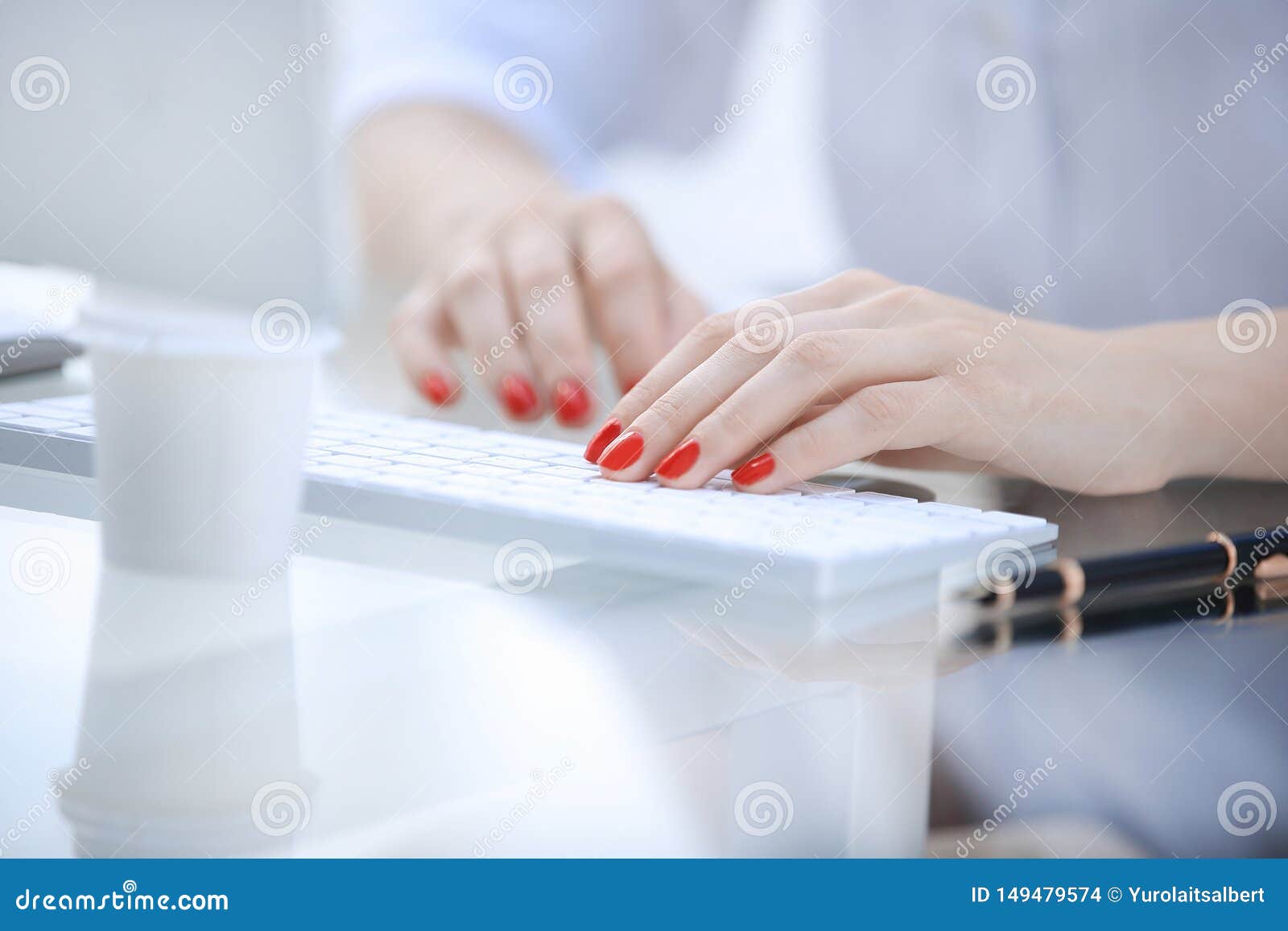 Closeup.business Woman Typing on Computer Keyboard. People and ...