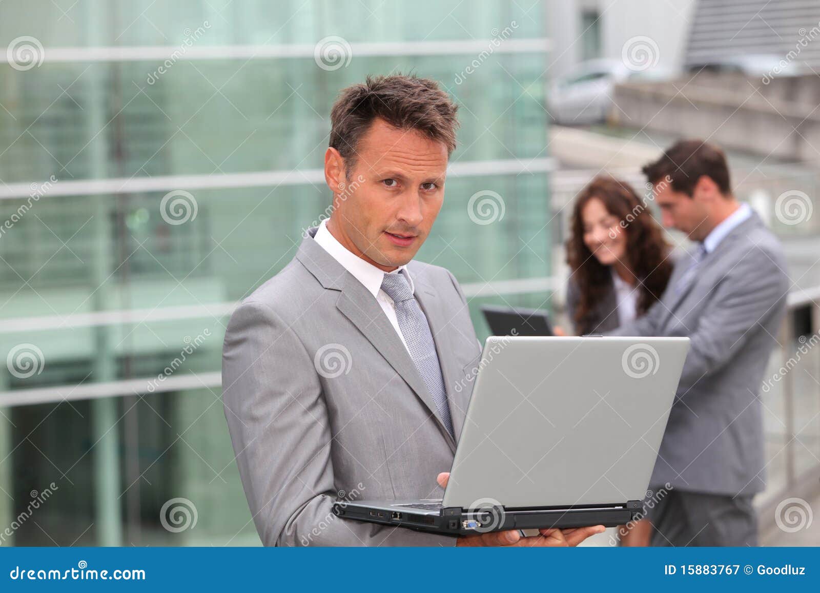 Closeup of Businessman with Laptop Computer Stock Image - Image of ...