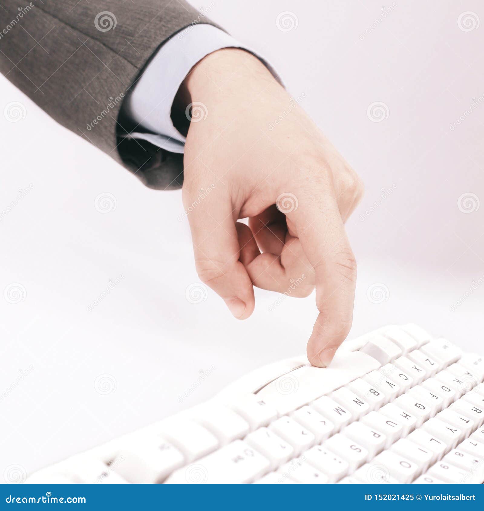 Closeup. Businessman Press a Key on the Computer Keyboard Stock Image ...