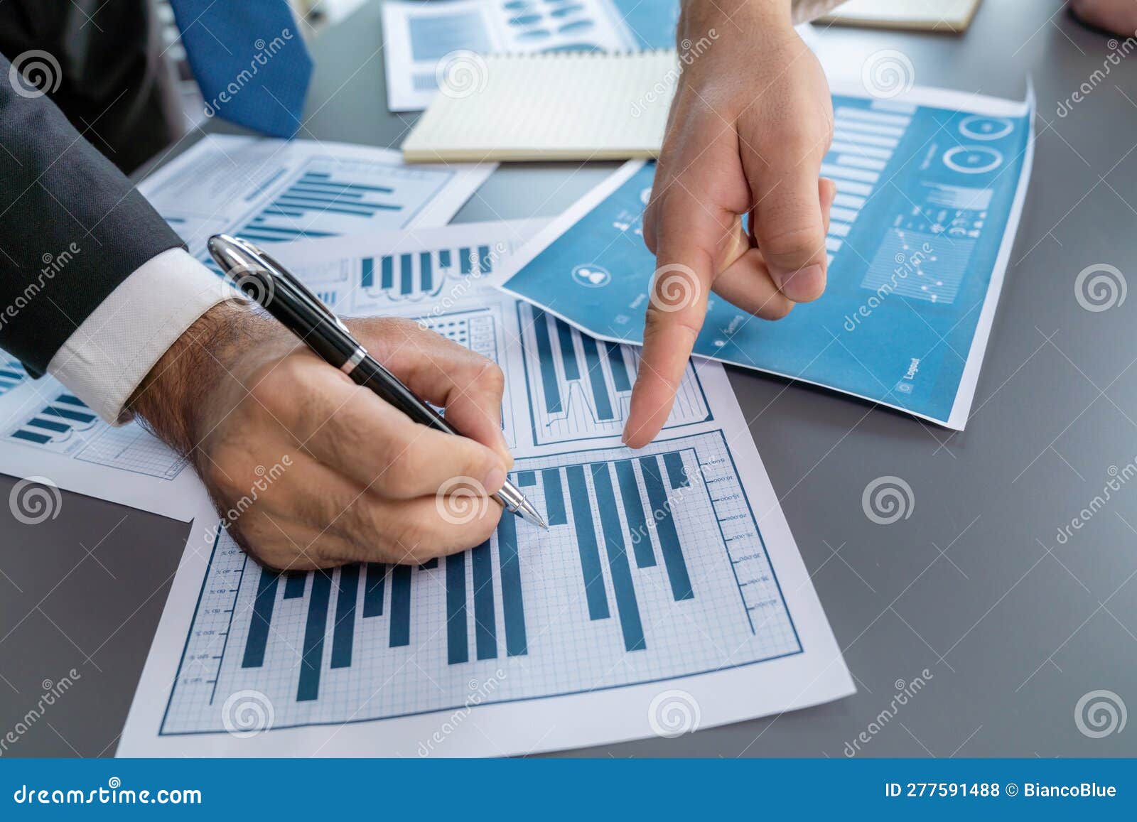 Closeup Busy Analyst Team Discussing Financial Data on Laptop. Fervent ...