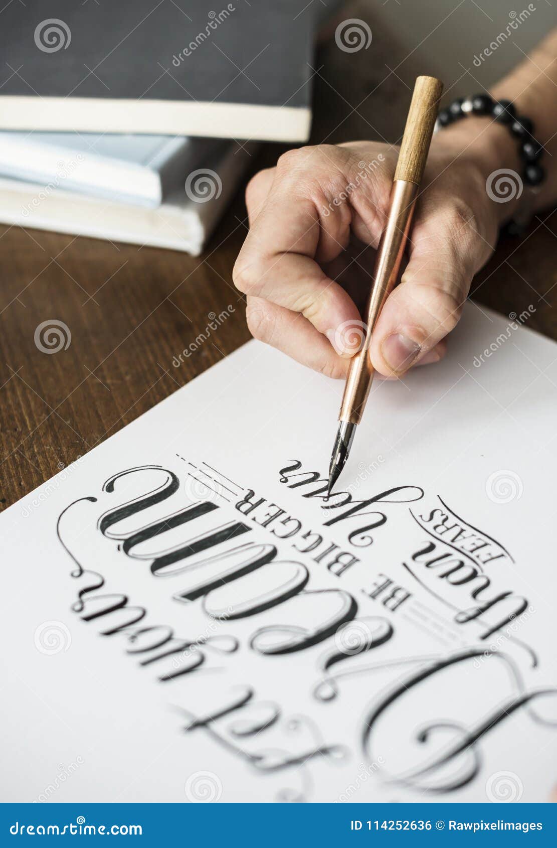 Closeup of a Calligrapher Working on a Project Stock Photo - Image of ...