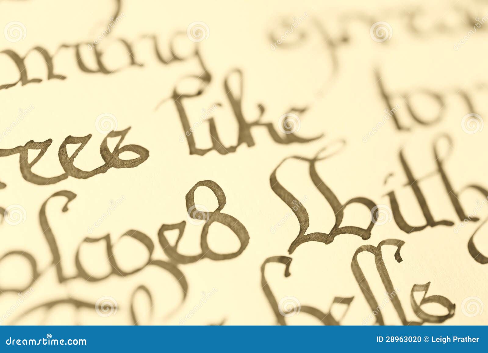 Closeup of calligraphy stock photo. Image of document - 28963020