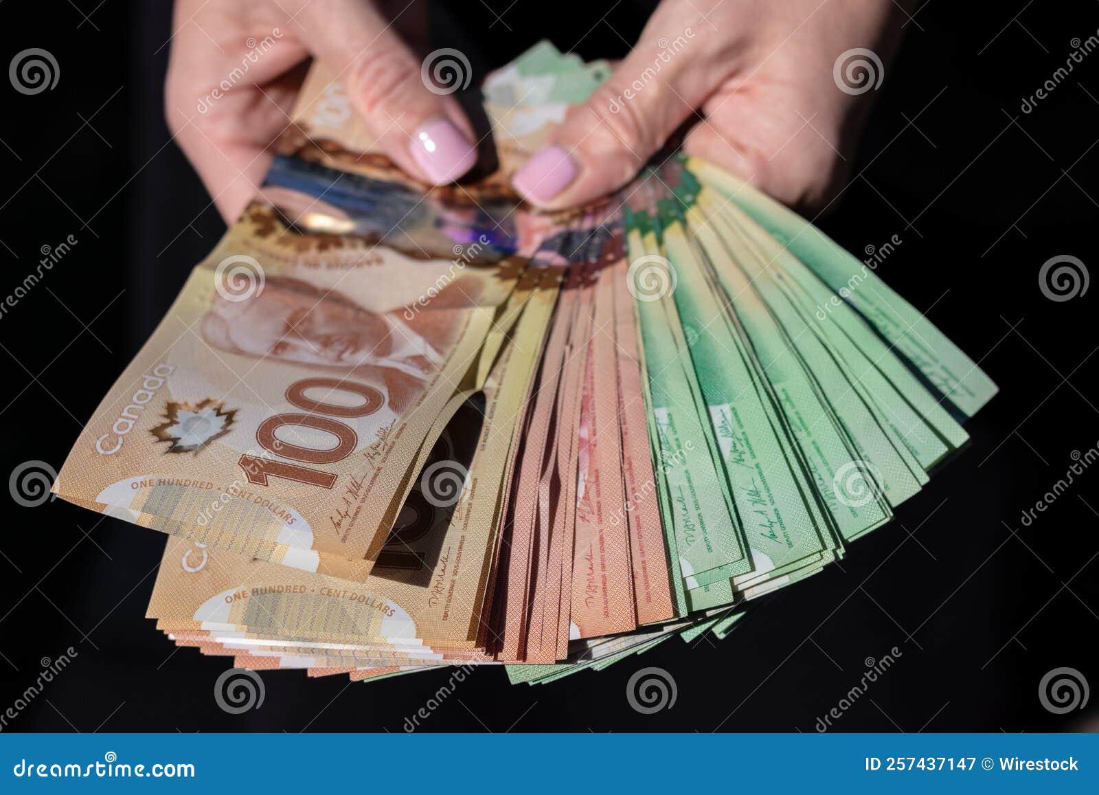 Closeup of Canadian Cash in the Hands Stock Image - Image of showing ...