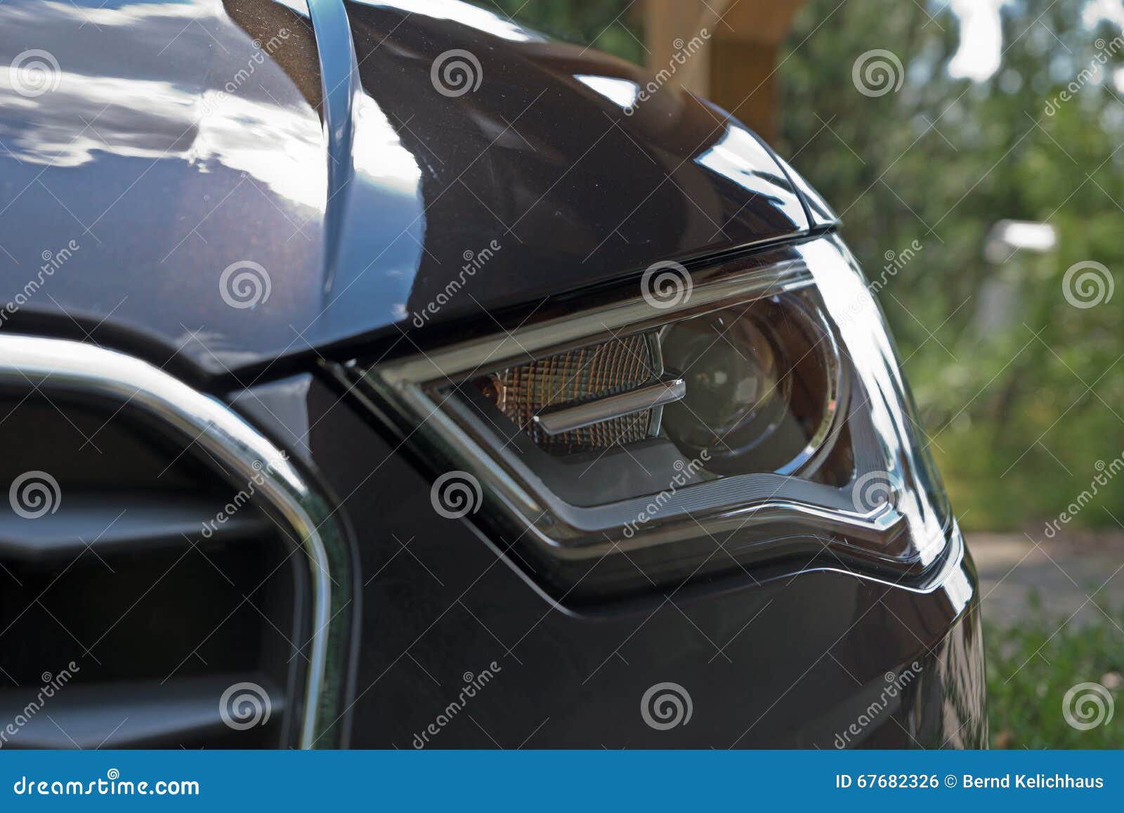 Closeup of Car Headlight, Front View Stock Photo - Image of sport ...