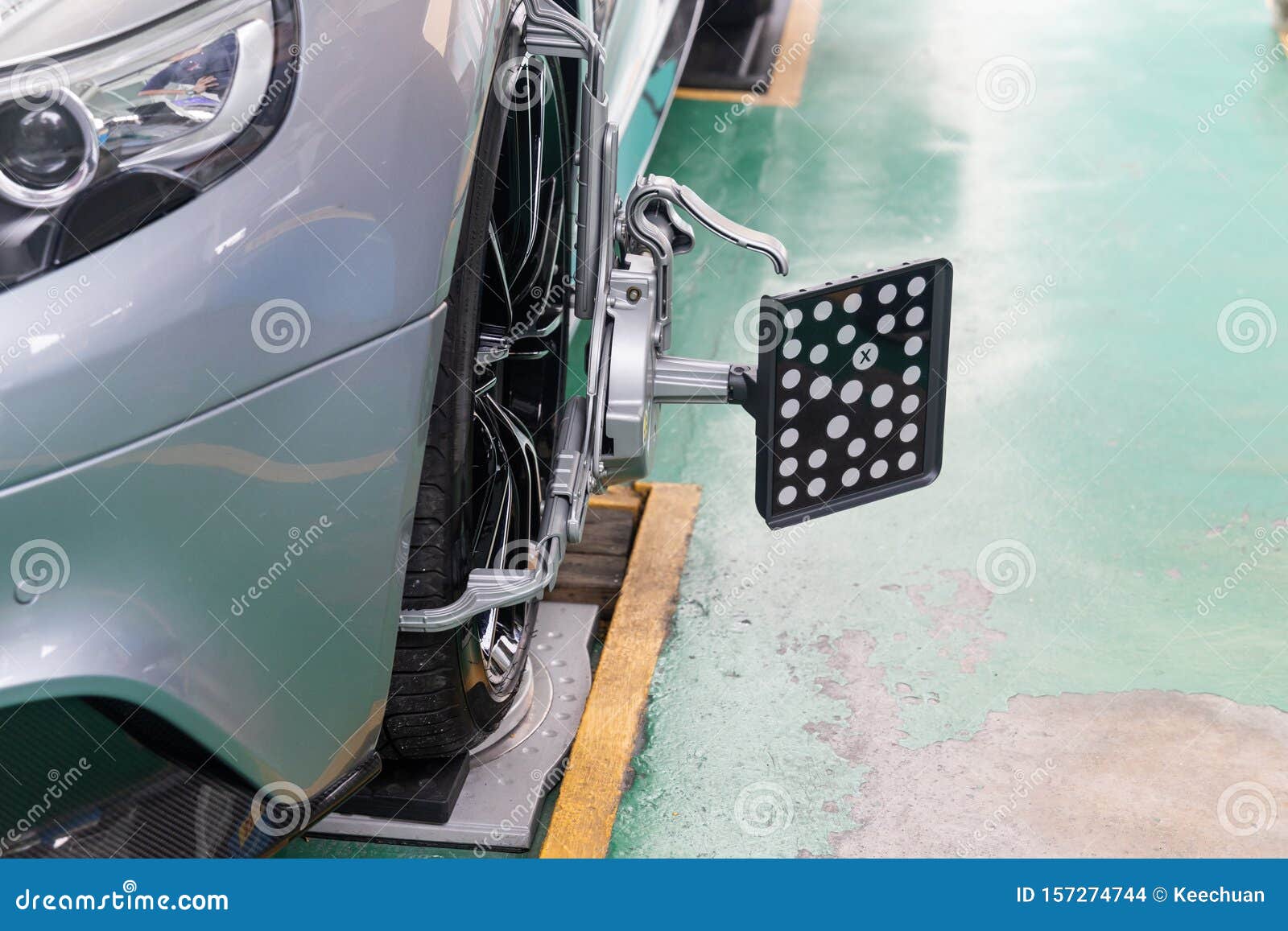 Closeup Car Wheel Clamp with Wheel Align Device for Alignment Stock ...