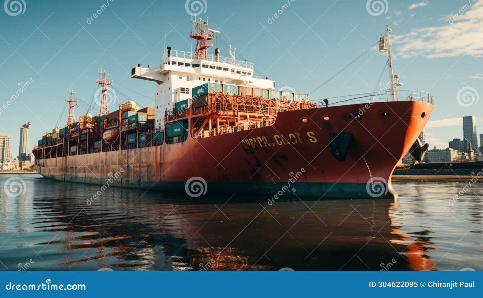 Closeup Cargo Ship Front View Stock Image - Image of shipping, vessel ...