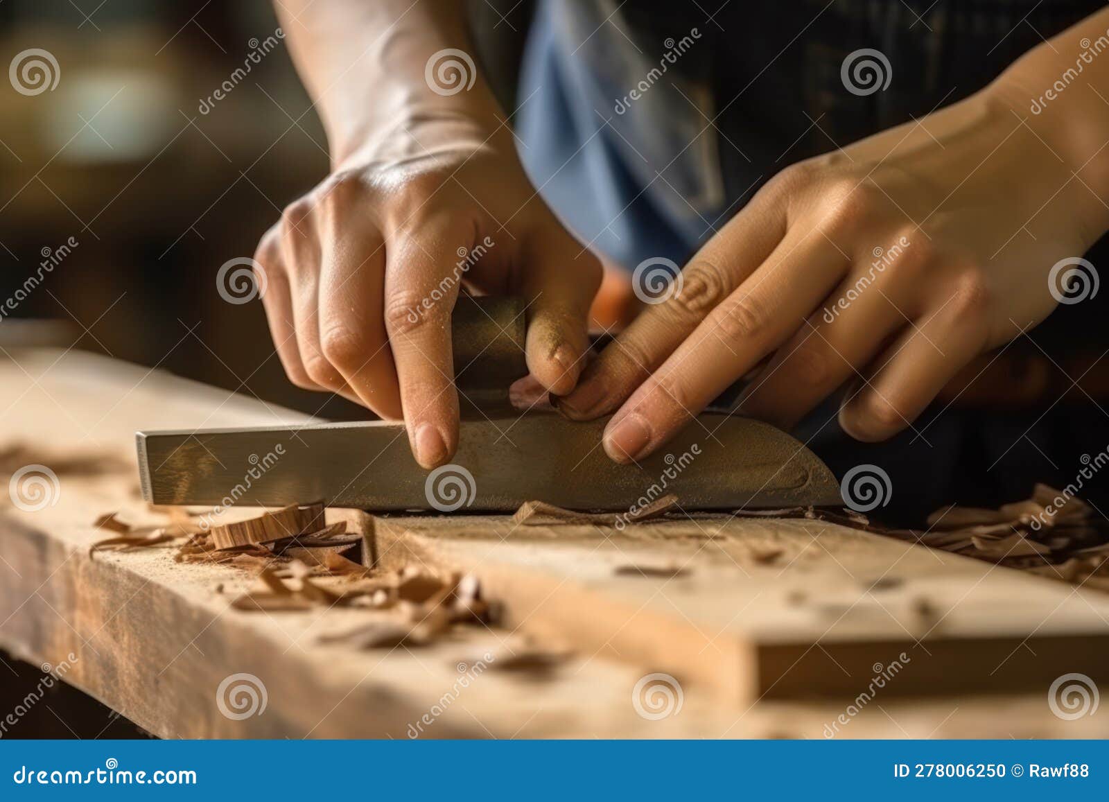 Closeup of Carpenter Hands at Workshop, Measuring the Wood. Generative ...