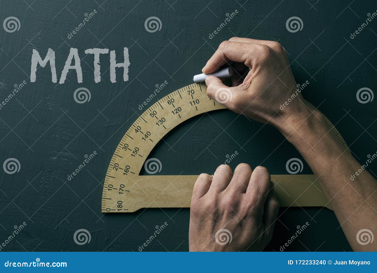 Man Using a Protractor and Text Math Stock Photo - Image of blackboard ...