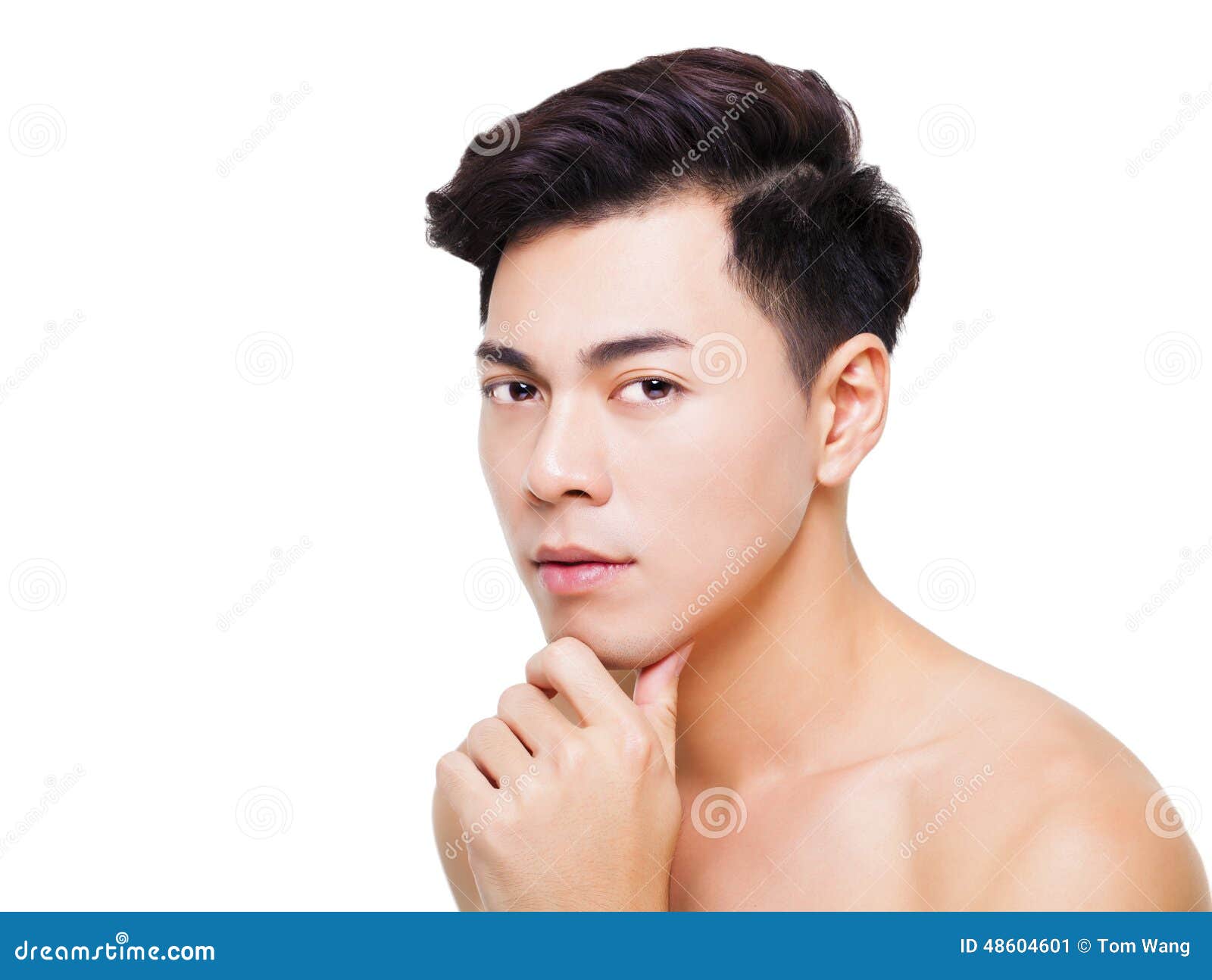 Closeup Charming Young Man Face Stock Image - Image of cream, people ...