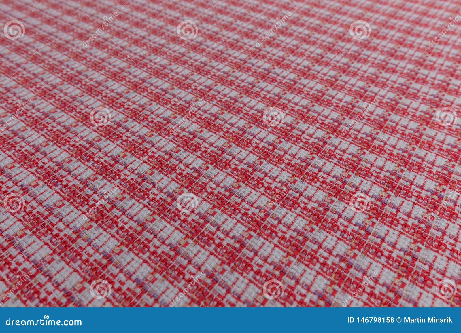 Closeup of Checkered Red Fabric with Textile Texture Background Stock ...