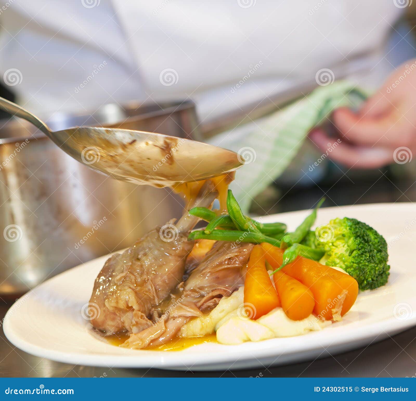 Closeup of Chef Pouring Hot Sauce on His Dish Stock Image - Image of ...
