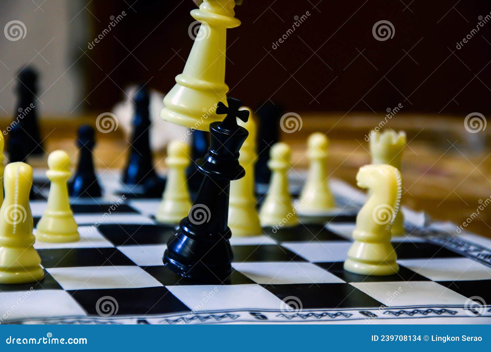 Closeup of Chess Game at Home. Check Mate by Queen and the King is ...