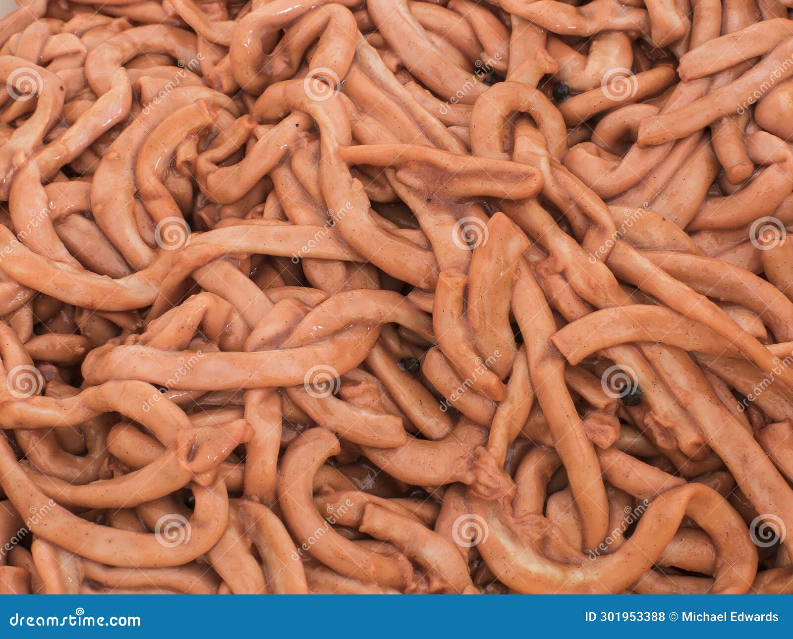 Closeup Of Chicken Intestine Marinated And Prepared As Isaw An Exotic Filipino Street Food