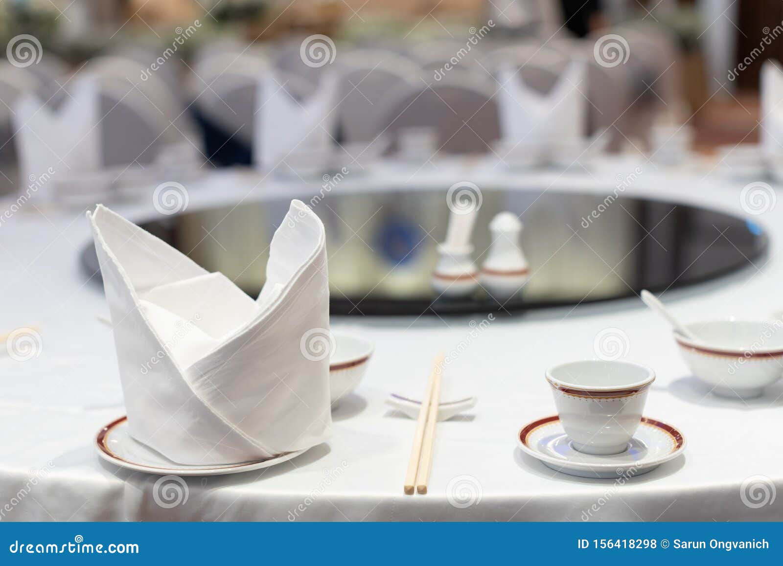 Closeup of Chinese Dinner Wedding Table Setting in a Restaurant ...