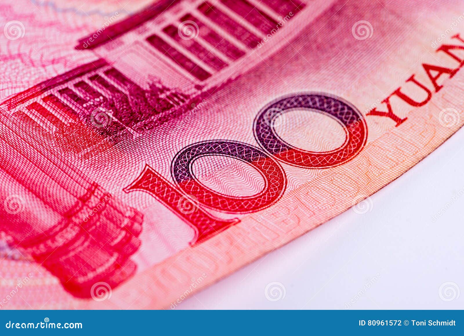 Closeup of Chinese 100 RMB Yuan Note, Focusing on Text Stock Photo ...