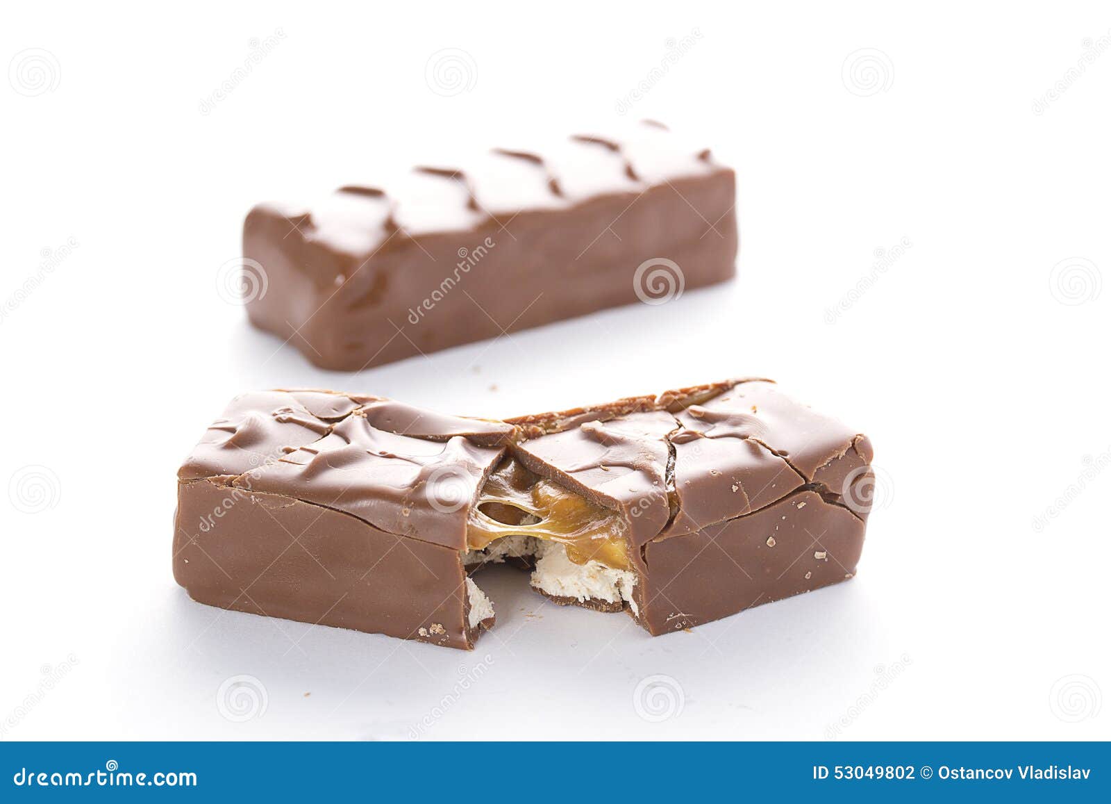 Closeup of chocolate bar stock photo. Image of nougat - 53049802