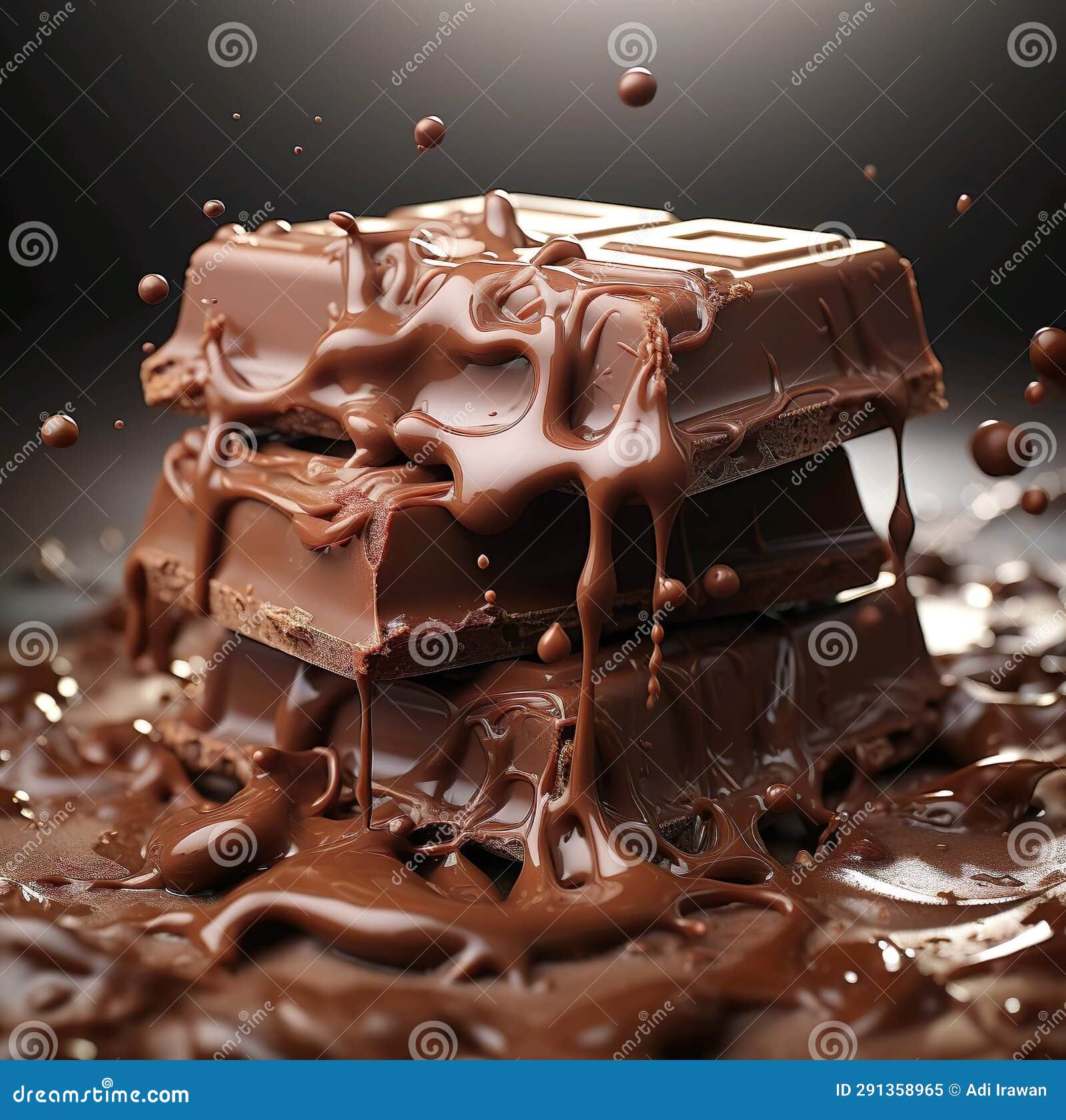 Closeup of Chocolate Bar with Splash Chocolate Stock Illustration ...