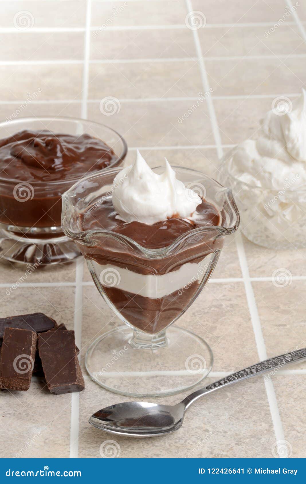 Closeup Chocolate Parfait with Spoon Stock Image - Image of glass ...