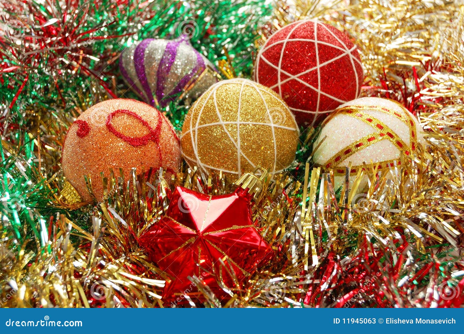 Closeup of Christmas Decorations Stock Image - Image of december ...