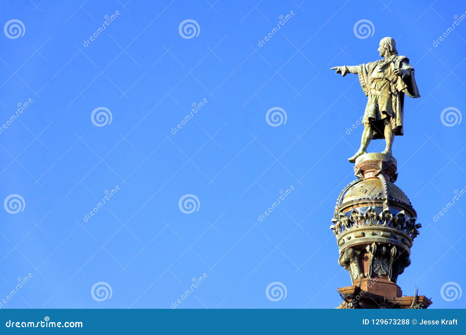 Closeup of the Christopher Columbus Monument in Barcelona, Spain Stock ...