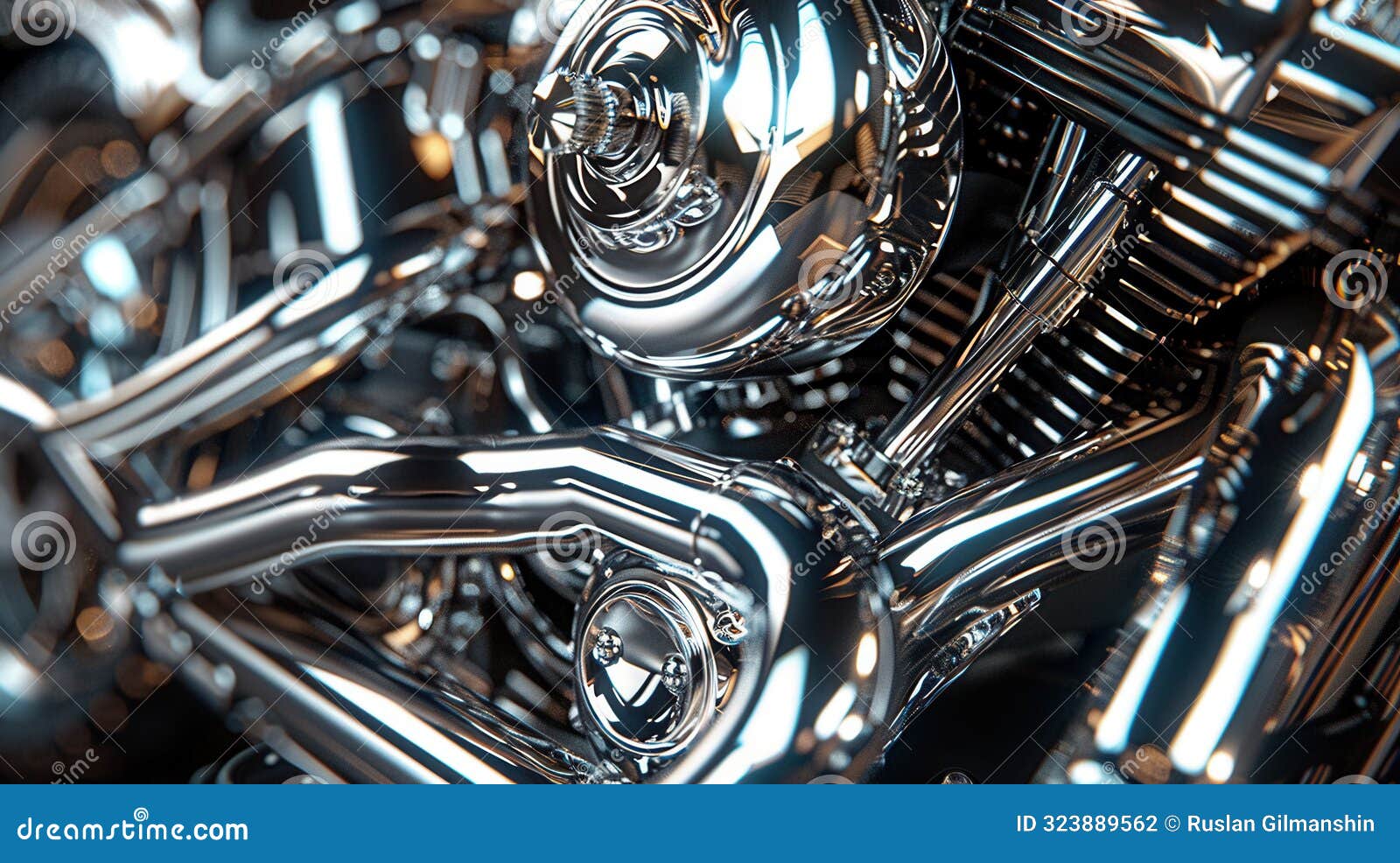 Closeup of Chromed Motorcycle Engine Stock Photo - Image of reflection ...