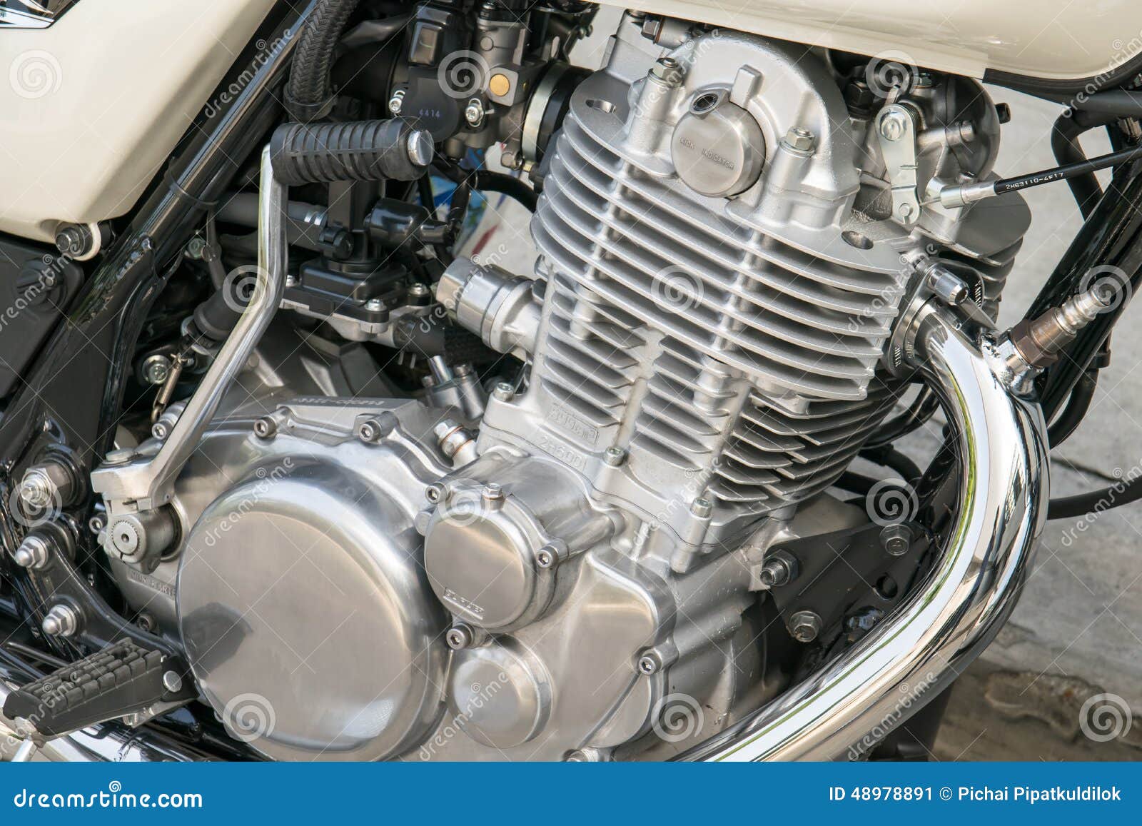 Closeup of Chromed Motorcycle Engine Stock Image - Image of machine ...
