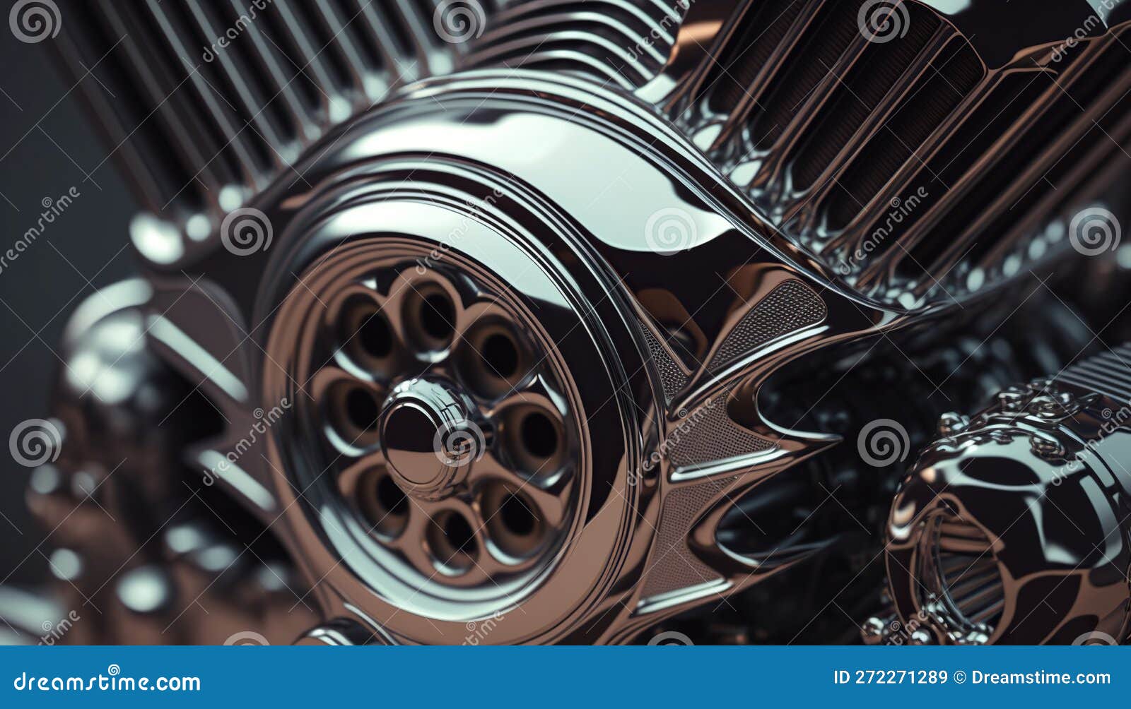 Closeup of Chromed Motorcycle Engine. Generative Ai Stock Illustration ...