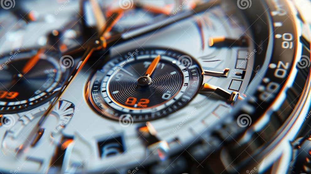 A Closeup of a Chronograph Watch with Multiple Subdials and a ...