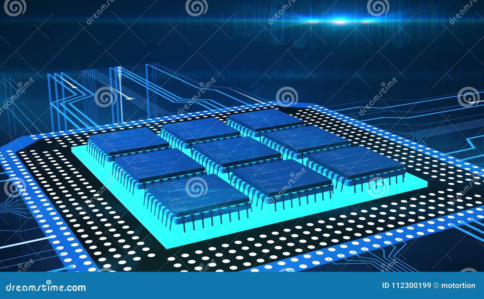 Closeup of Circuit Border with Running Computer Processes, CPU ...