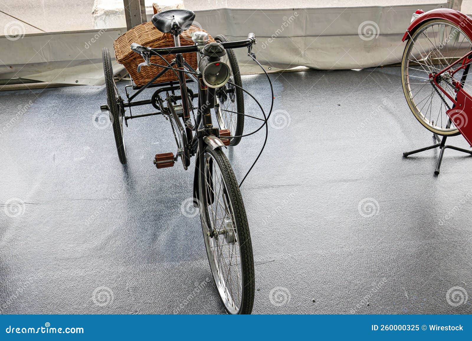 Closeup of a Classic Black Retro Bike with Two Wheels on the Back Stock ...